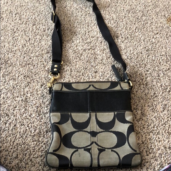 Coach | Bags | Authentic Black And Grey Logo Coach Cross Body | Poshmark